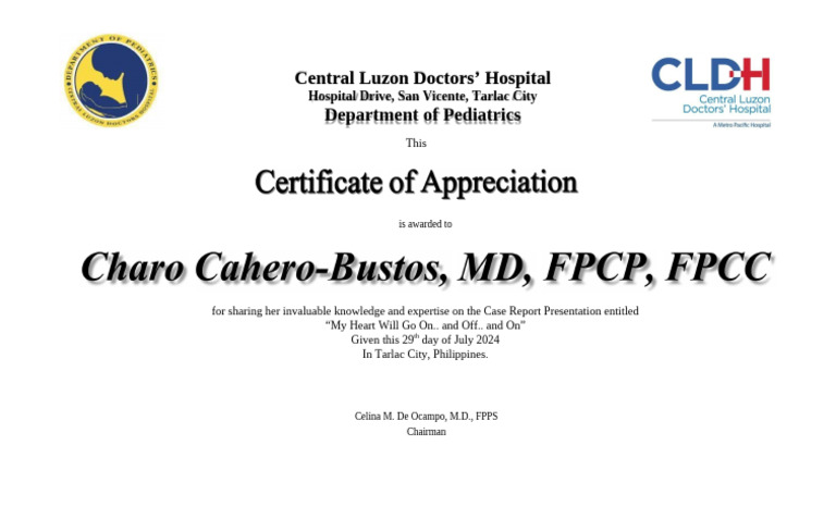 Case Pres Certificate | PDF