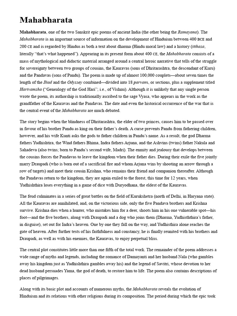 Mahabharata - Britannica Online Encyclopedia | PDF | Mahabharata ...