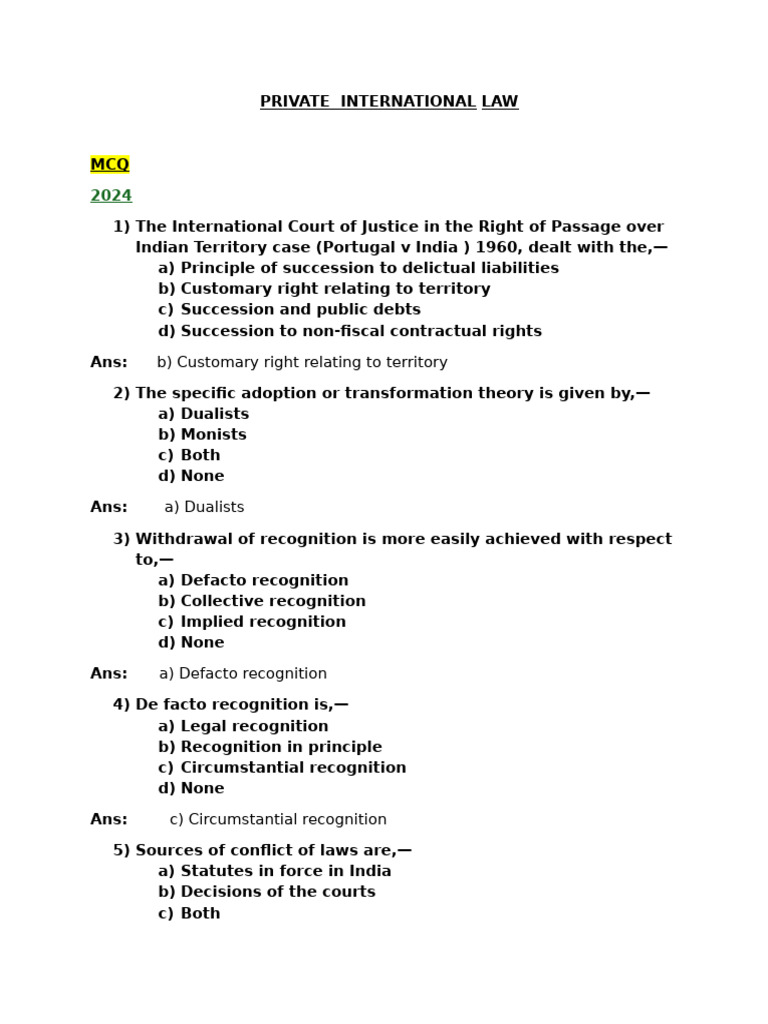 Key Concepts in Private International Law | PDF | Choice Of Law ...