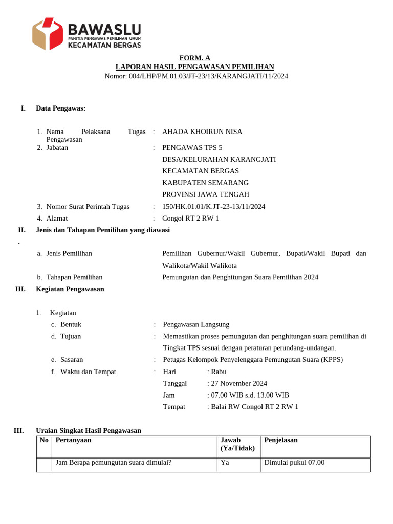 (Tps 5) 4. Form a Pemungutan Dan Penghitungan Suaraa | PDF
