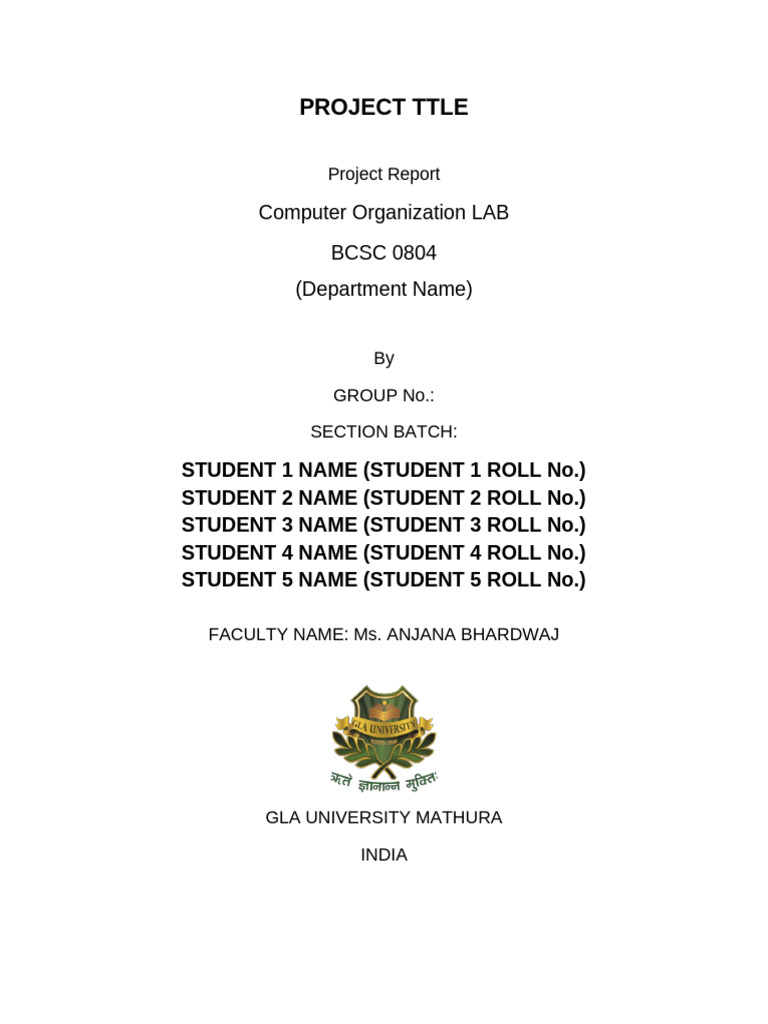 CO Lab Project Report Format | PDF