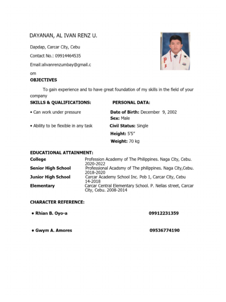 Al Ivan Renz Dayanan | PDF