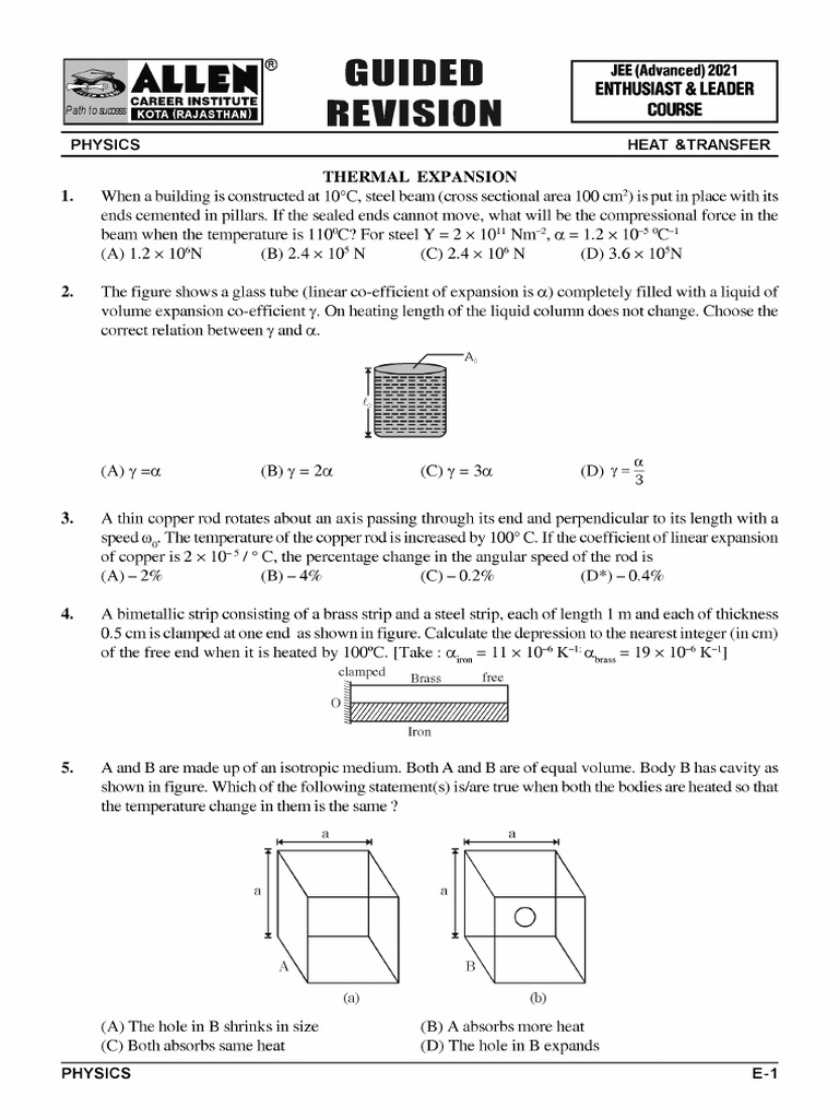 Guided Revision Sheet GRS - Heat Transfer - SC | PDF