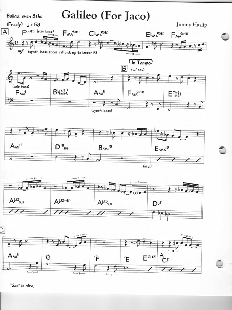 Yellowjackets - Galileo For Jaco | PDF