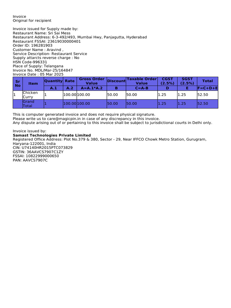 Magicpin Invoice 1 | PDF