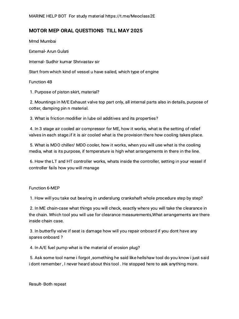 Fn 4b 6 Motor Mep Questions 2025 | PDF | Pump | Engines