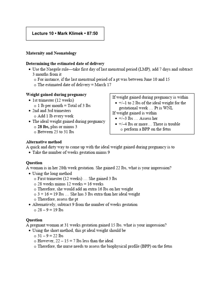 Mark Klimek Lecture 10 | PDF | Pregnancy | Fetus