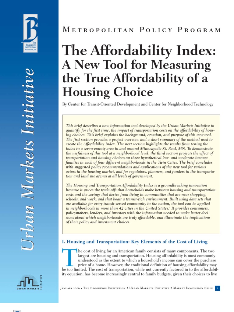 The Affordability Index: A New Tool For Measuring The True ...