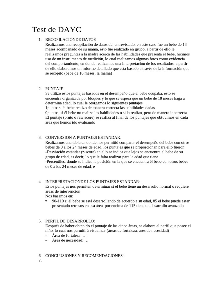 Test de DAYC | PDF | Ciencias del comportamiento | Sicología