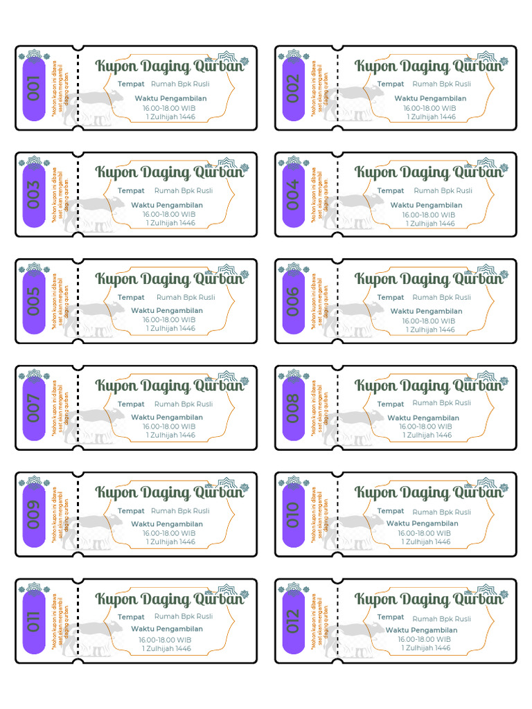 Krem Modern Estetik Kupon Daging Qurban Dokumen A4 (3) Final | PDF