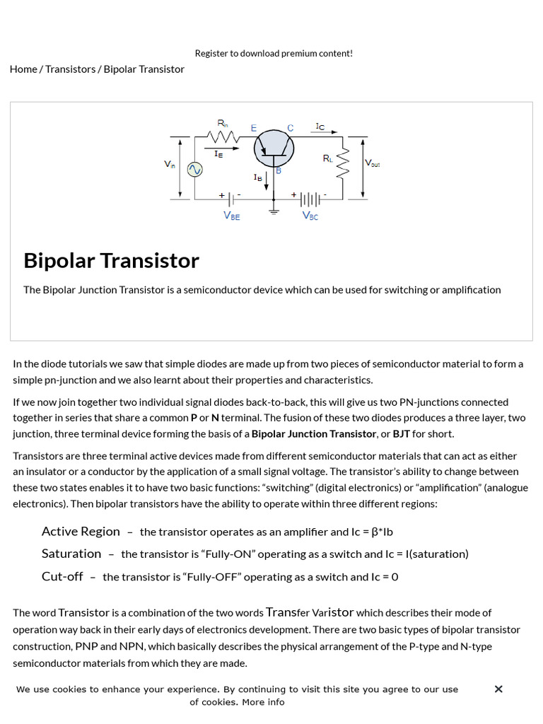 Bipolar Transistor Tutorial, The BJT Transistor | PDF | Bipolar Junction Transistor | Transistor