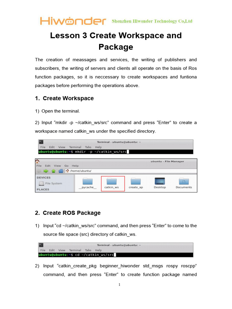 Lesson 3 Create Workspace and Package | PDF