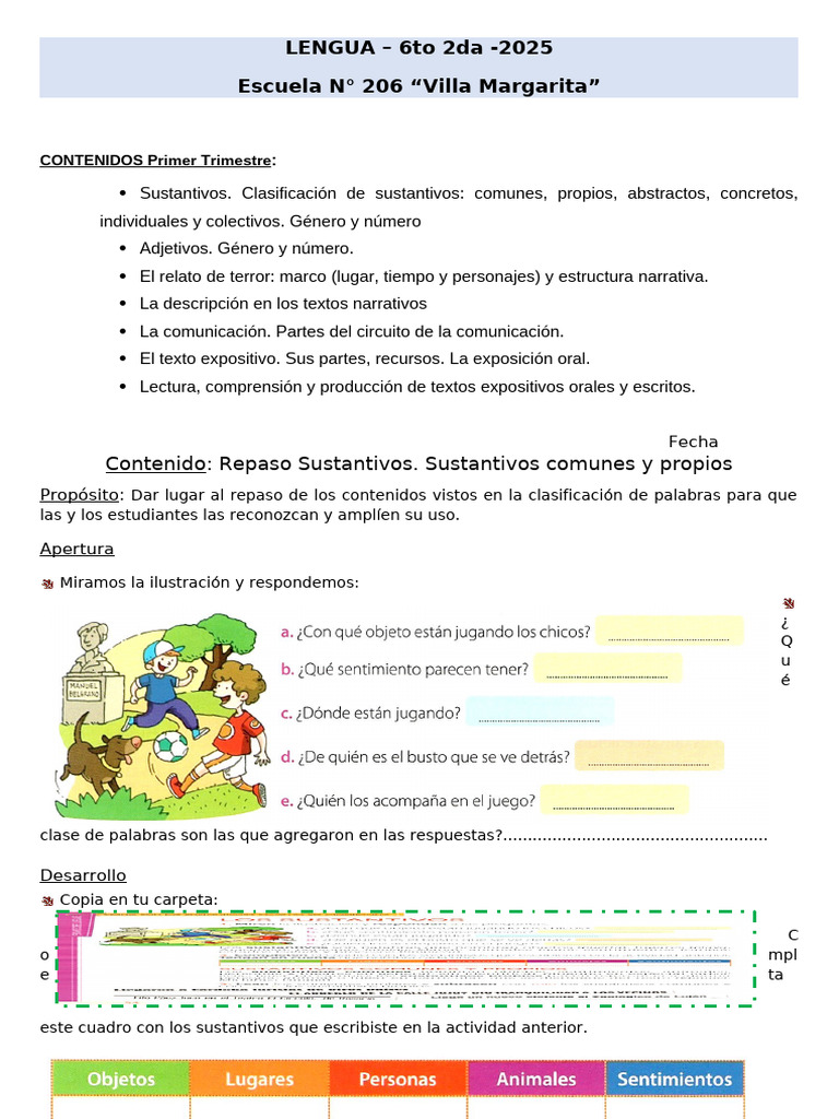 Planificación LENGUA 6to | PDF