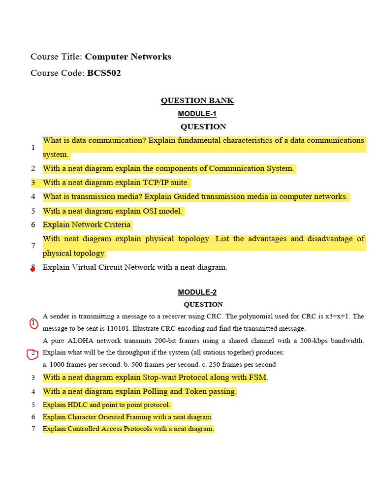 BCS502 Question Bank | PDF
