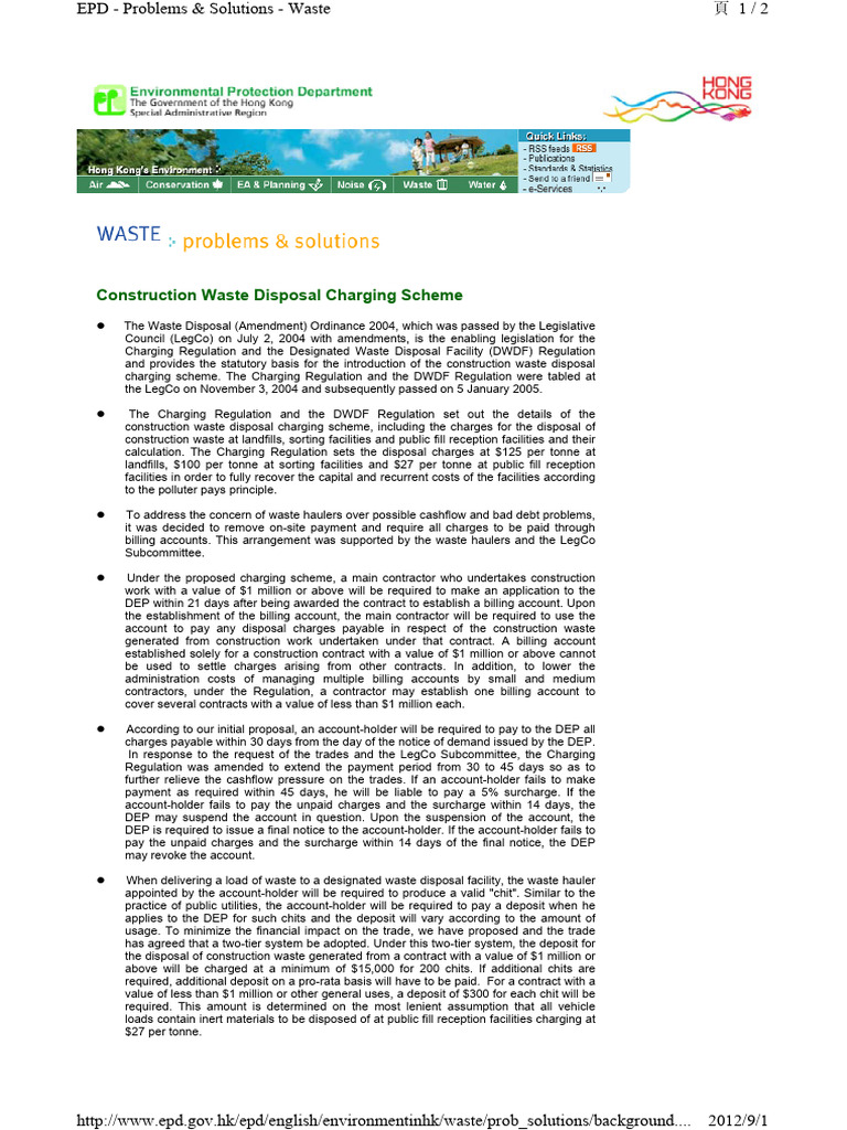 Construction Waste Disposal Charges | PDF | Waste | Waste Management