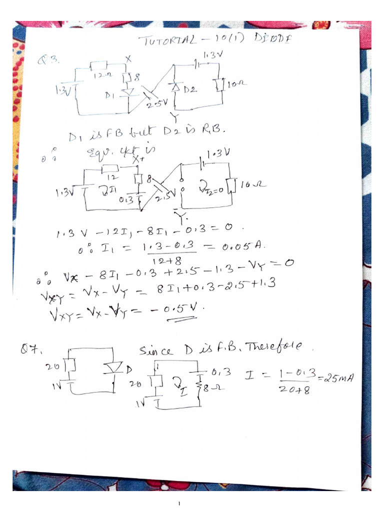 Diode-1 Tutorial Solution | PDF