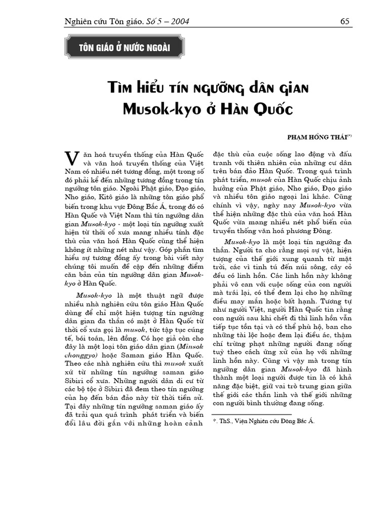 (Tgh) Musok Tín Ngưỡng Dân Gian Hàn Quốc | PDF