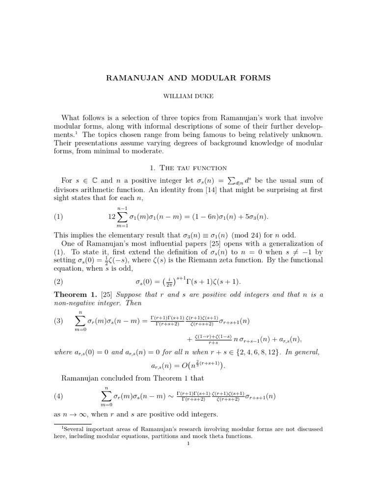 Ramanujan Tau Function and The Sigma Function | PDF | Conjecture ...