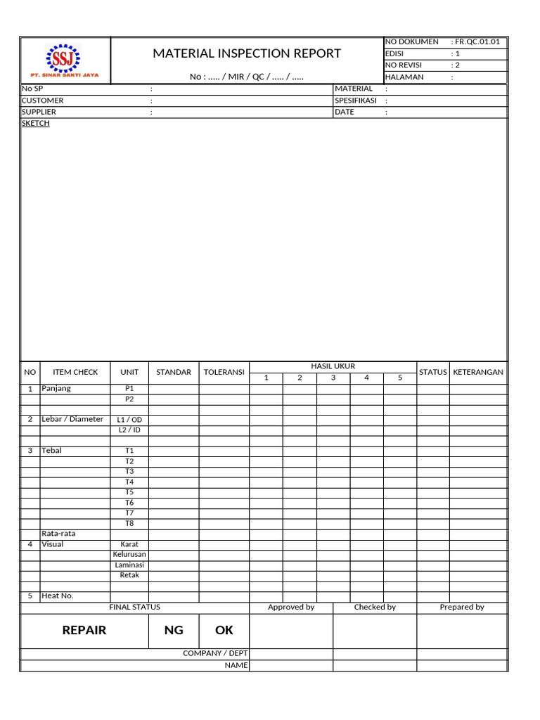 Material Inspection Report | PDF