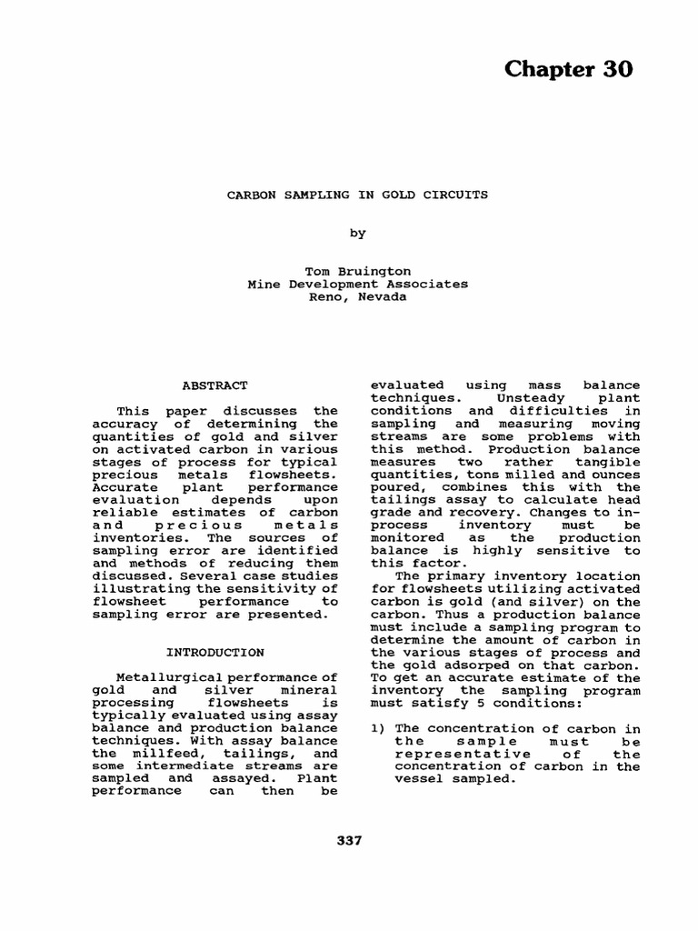 Gold Circuit Carbon Sampling For Inventory and Carbon Movement | PDF | Metallurgical Assay ...