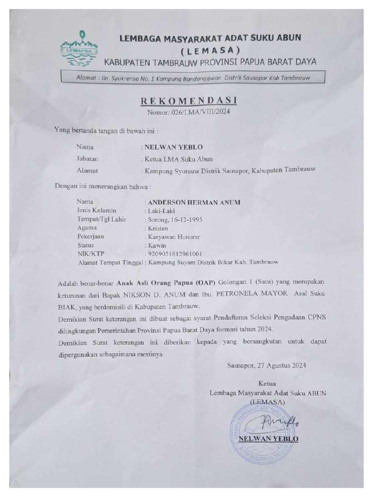 SURAT OAP Dikompresi | PDF