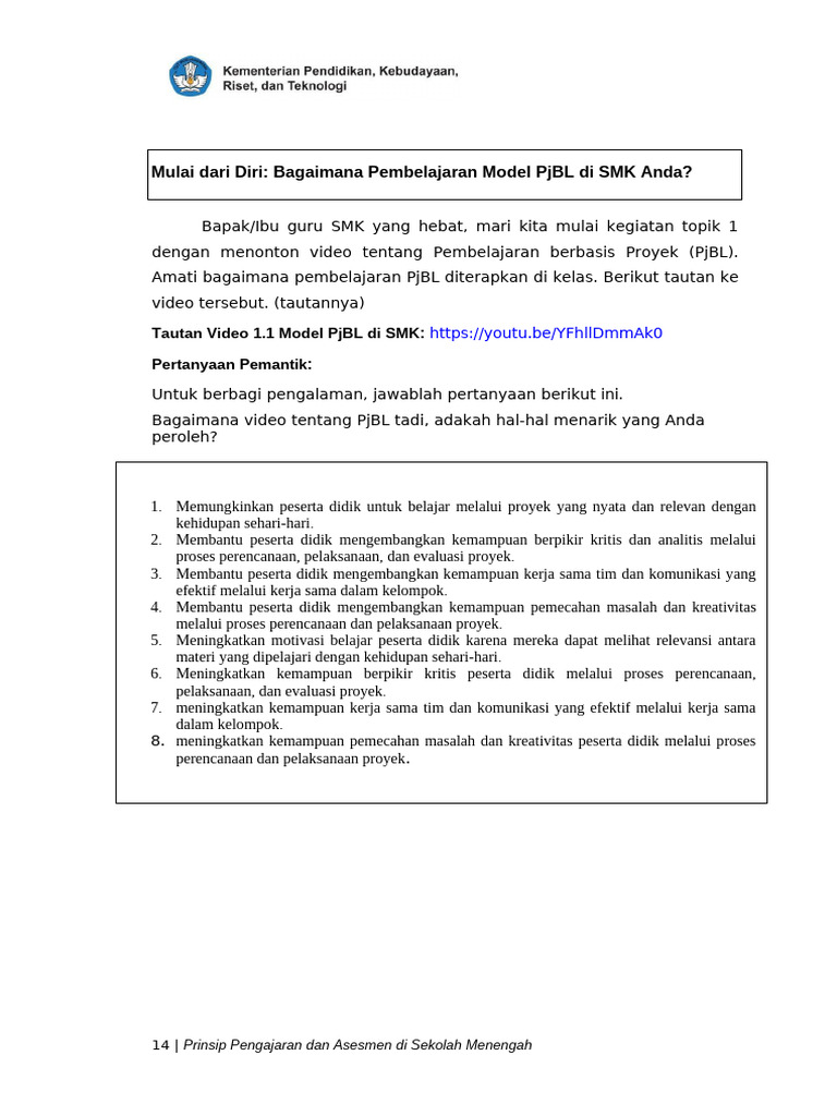 3. Resume Pembelajaran Model PjBL | PDF