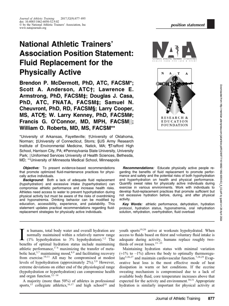 National Athletic Trainers' Association Position Statement - Fluid ...