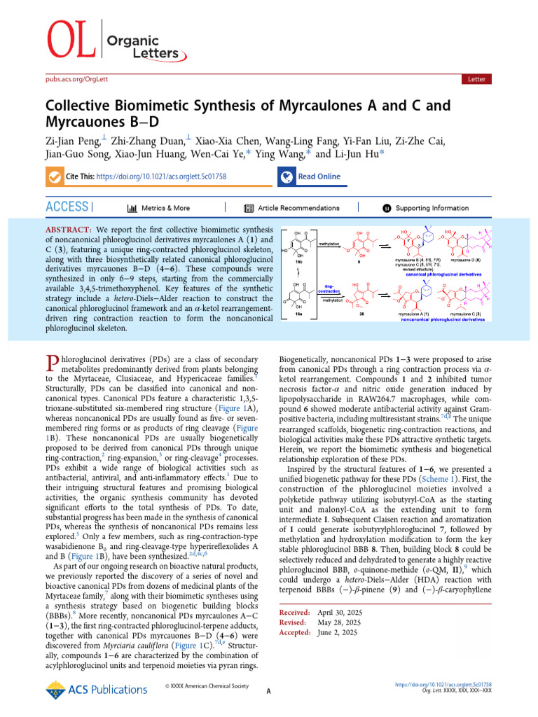 Biomimetic Synthesis of Myrcaulones A-C | PDF | Organic Synthesis ...