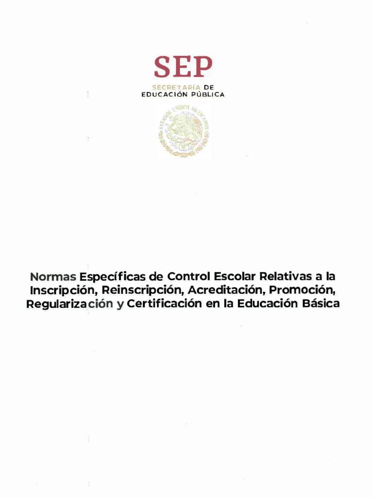 Normas de Control Escolar en Educación Básica | PDF | Educación de la ...