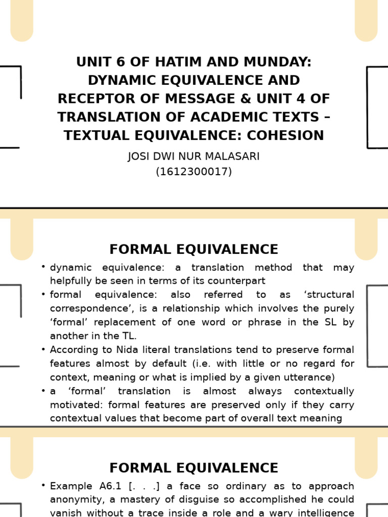 Translation Methods: Equivalence Types | PDF | Translations | Lexicon