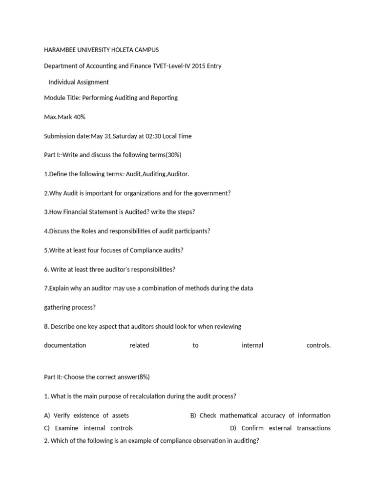 Auditing Assignment Weekend | PDF | Audit | Business