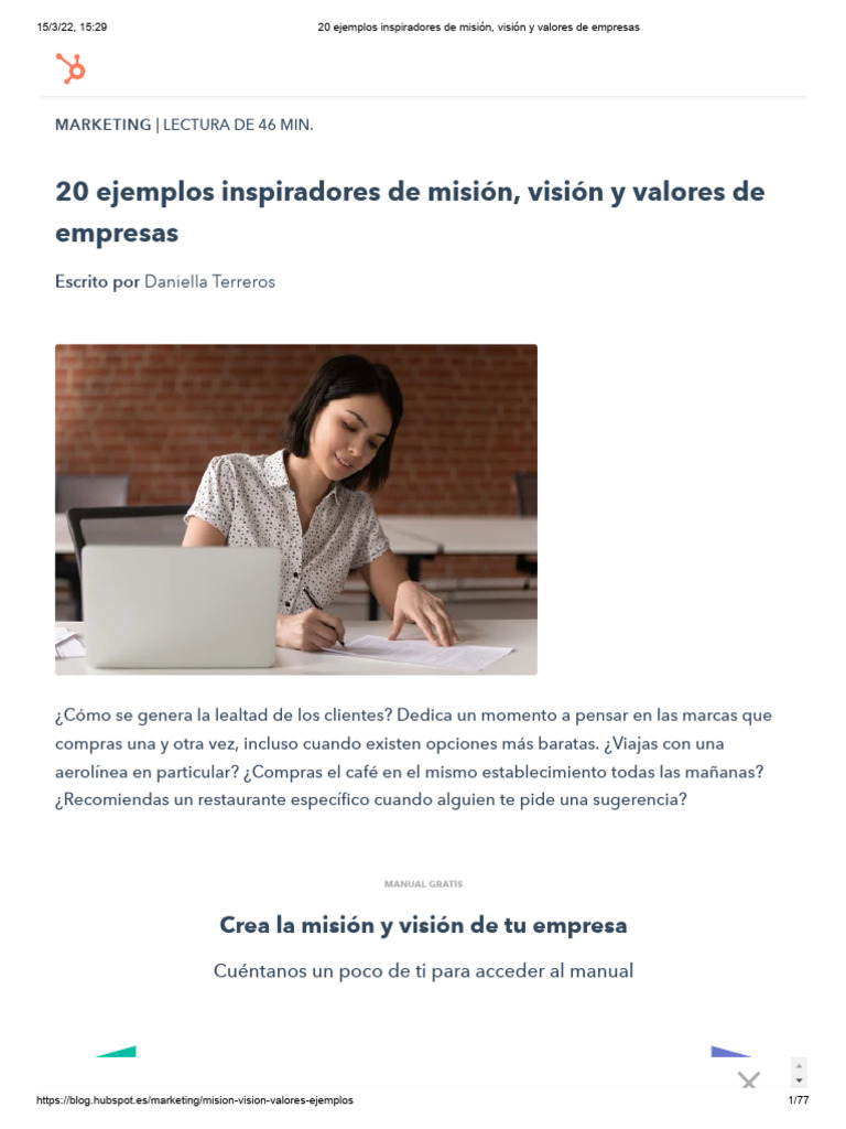 PP Clase 3. 20 Ejemplos Inspiradores de Misión, Visión y Valores de Empresas (1) | PDF | Apple ...