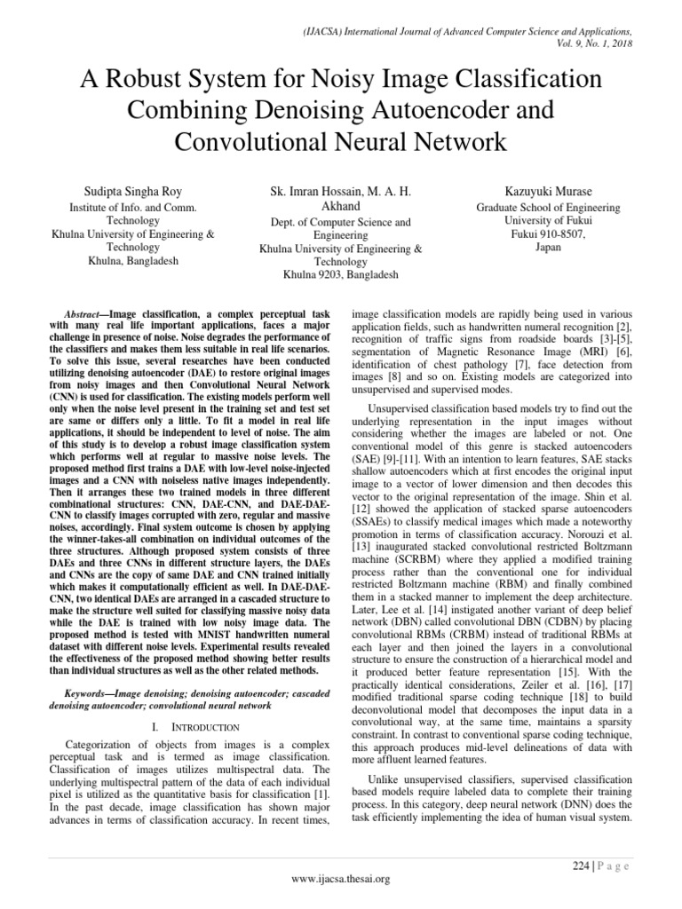A Robust System For Noisy Image Classifi | PDF | Deep Learning ...
