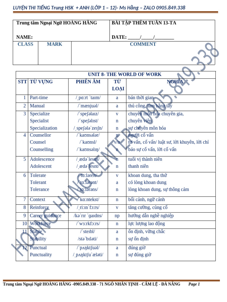 Tv-trang-Anh-bt Them Tuan 13 - The World of Work 4.9.2024 | PDF