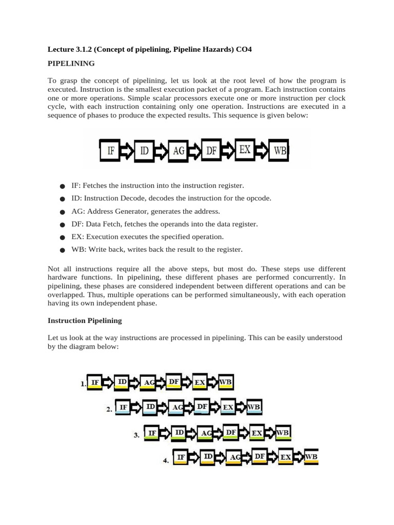 Lecture 3.1.2 (Concept of Pipelining, Pipeline Hazards) | PDF | Central Processing Unit ...