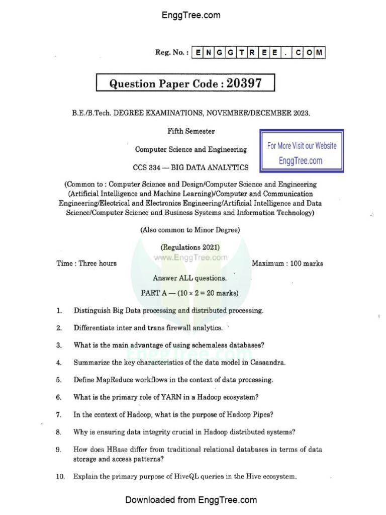 Big Data. Model Question Paper | PDF