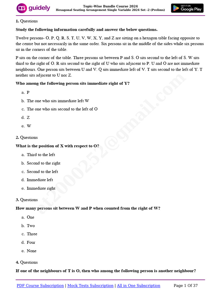 Hexagonal Seating Arrangement Single Variable Set 2 1726812969462 | PDF