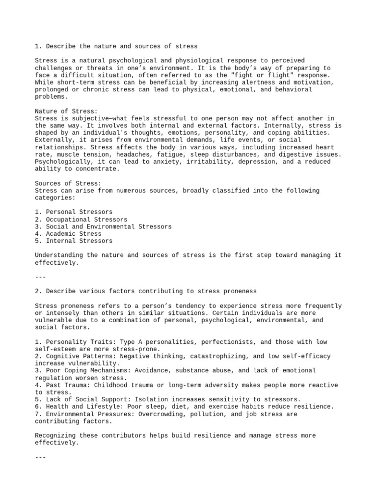 Understanding Stress: Causes and Effects | PDF | Stress (Biology ...