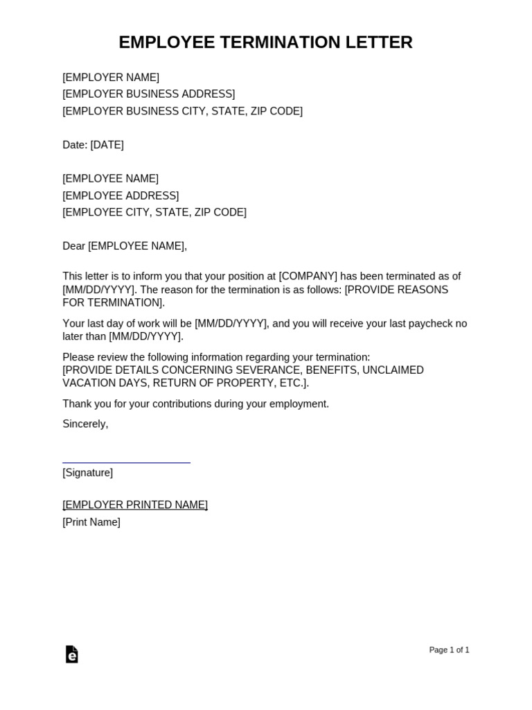 Employee Termination Letter | PDF