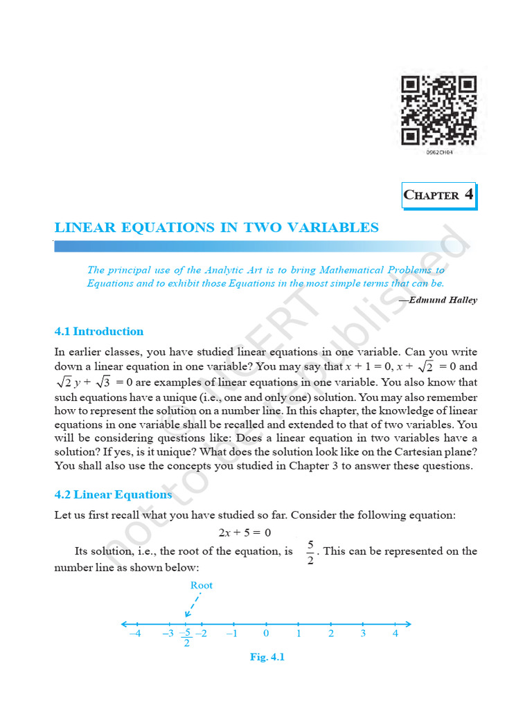 Maths NCERT Chapter 4 Linear Equation in Two Varible. | PDF | Equations | Variable (Mathematics)