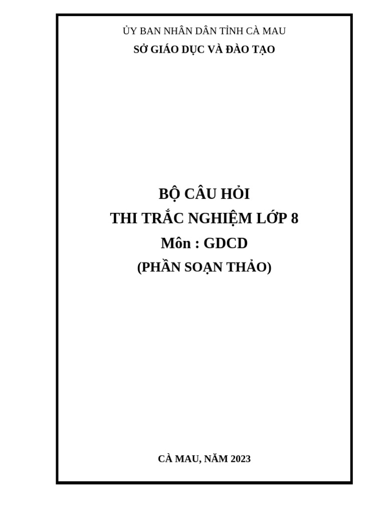 BỘ CÂU HỎI TN GDCD 8 | PDF