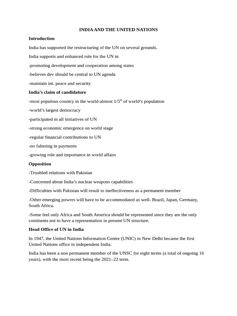 India and The United Nations | PDF