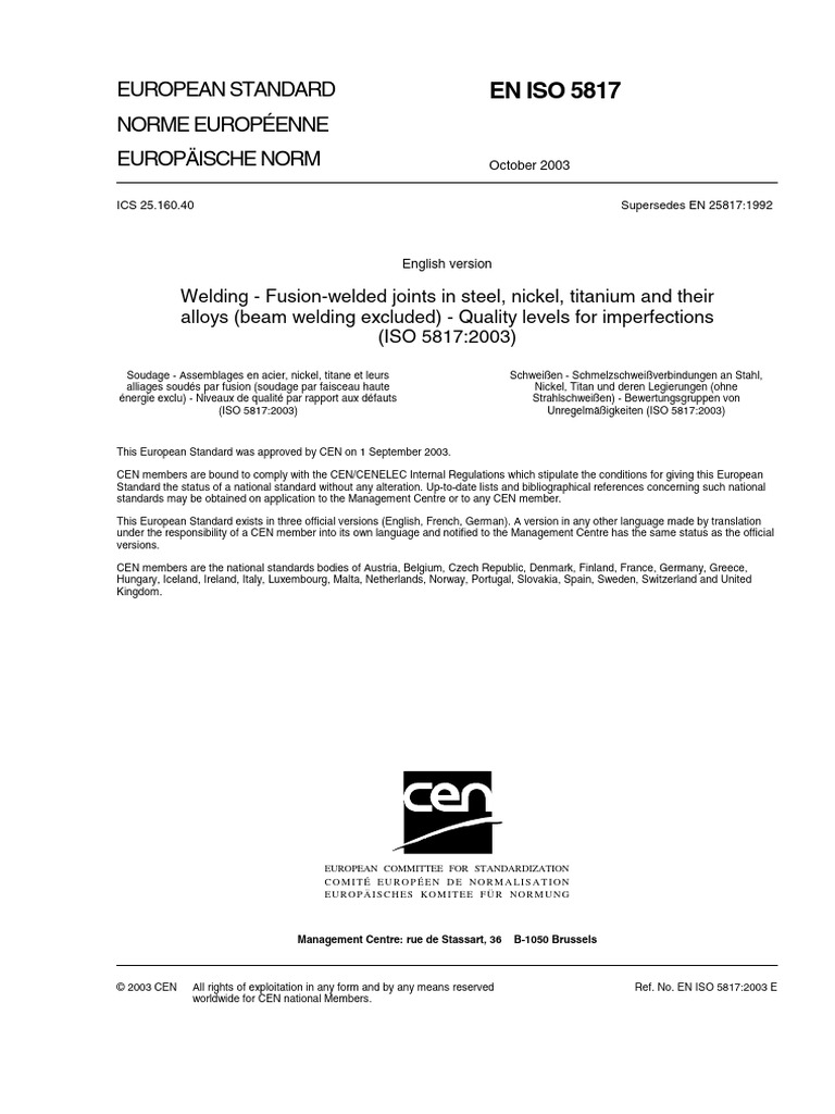ISO 5817:2003 Welding Quality Standards | PDF | Nondestructive Testing ...