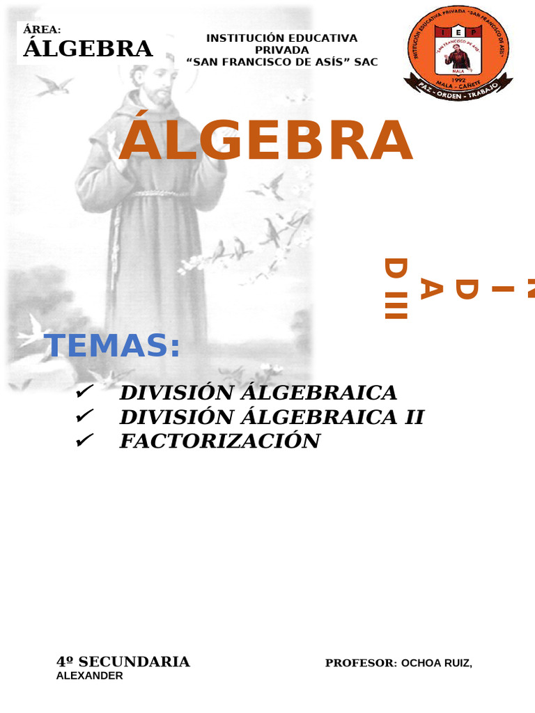 Guia 3 - 4to Algebra | PDF | División (Matemáticas) | Matemáticas