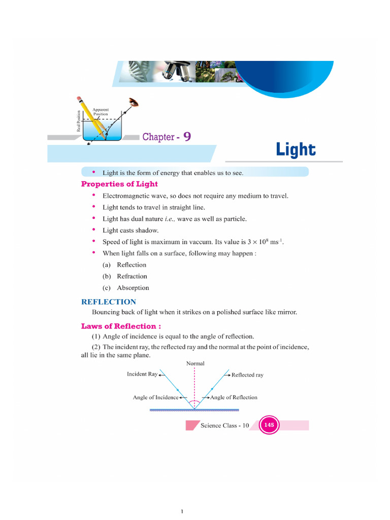 Class 10 Chapter Light Reflection Notes | PDF