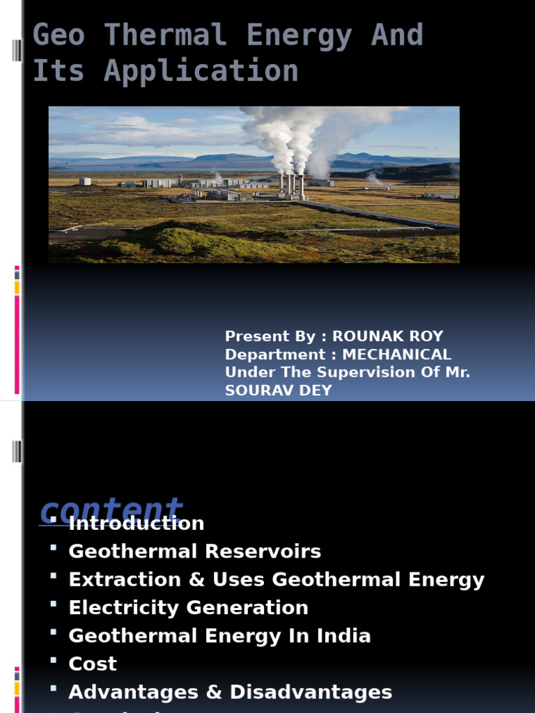 Geo Thermal Energy and Its Application | PDF | Geothermal Energy | Steam
