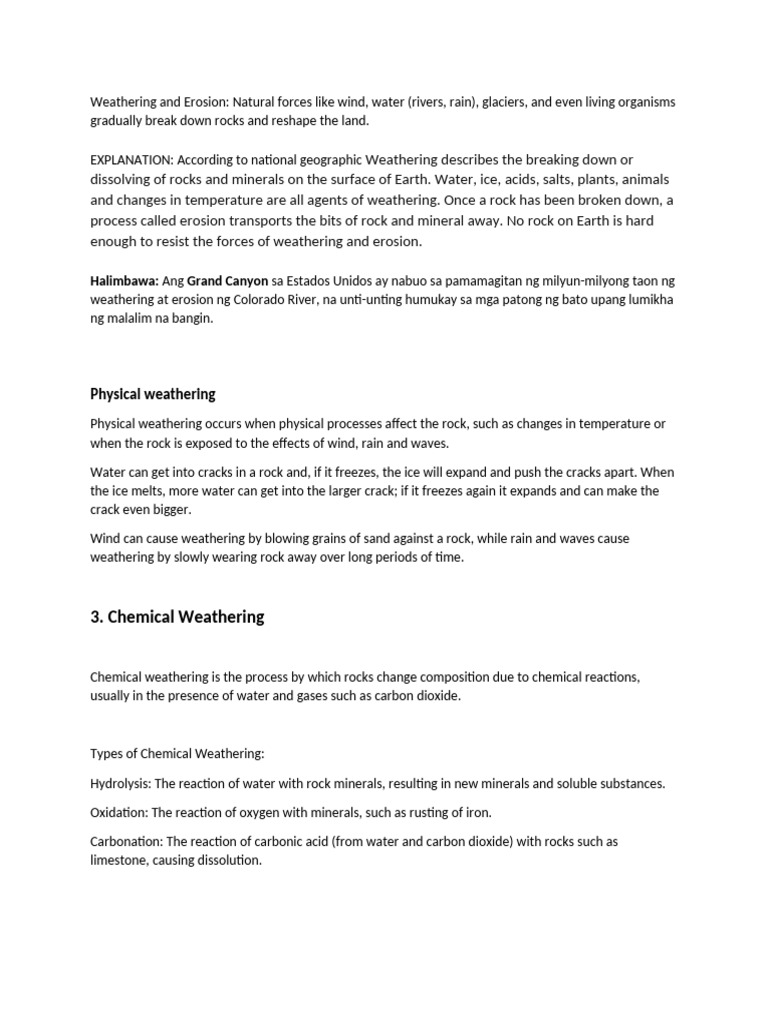 Weathering and Erosion PLCW (REPORT) | PDF | Weathering | Erosion