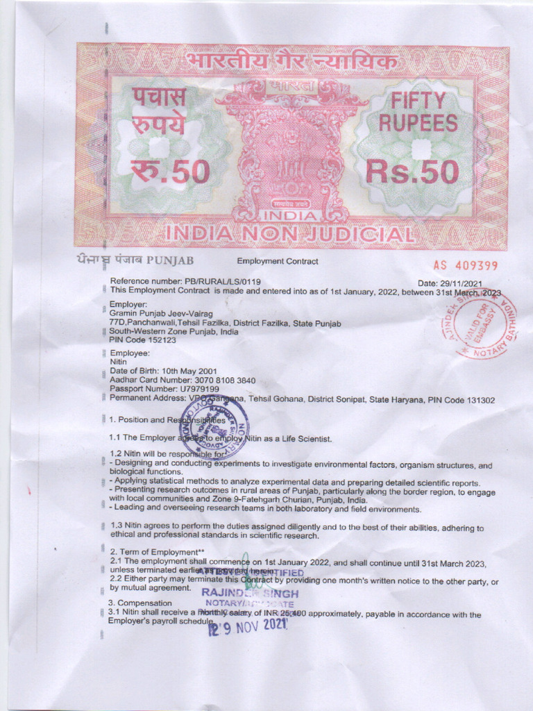 Nitin Job Contract | PDF