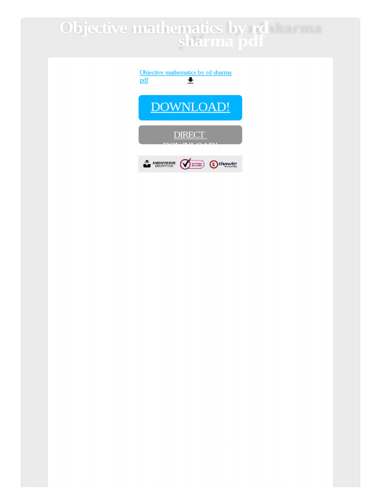 Objective Mathematics by RD Sharma PDF | PDF