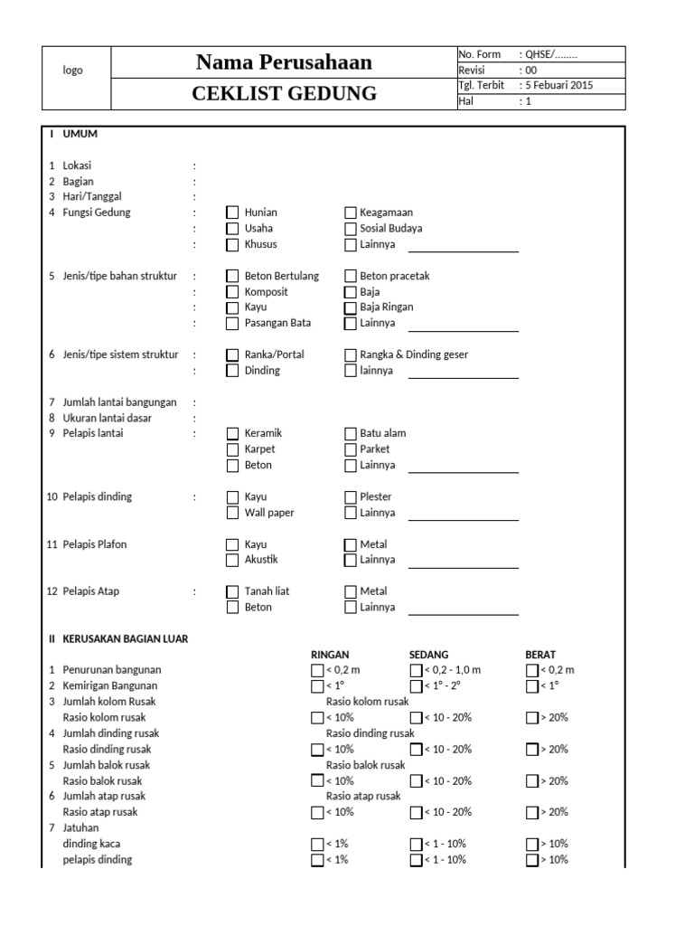 Form Checklist Bangunan | PDF